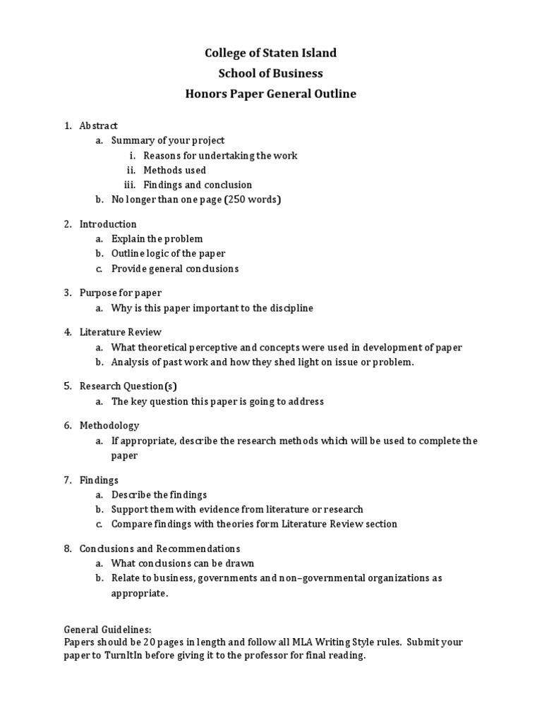 College Paper Outline Template | PDF | Cognition | Science