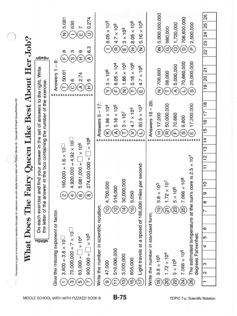Scientific Notation Riddle WS | PDF