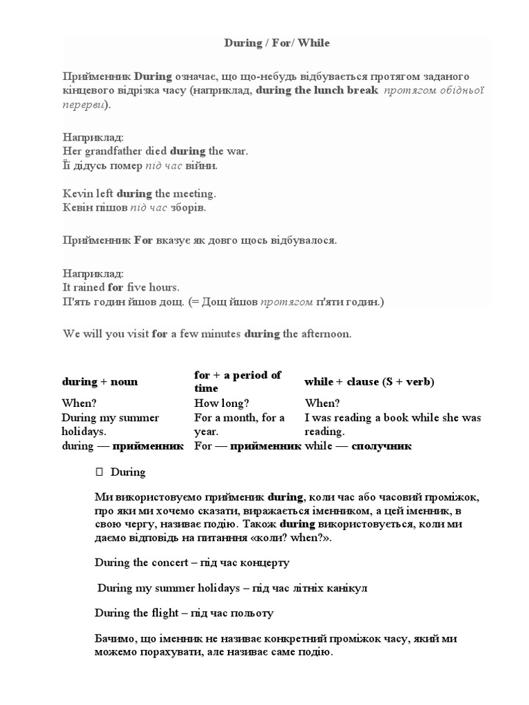 During Vs For Vs While | PDF