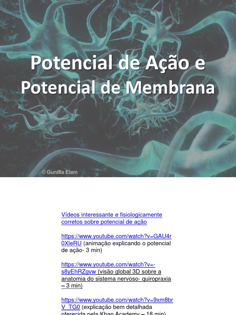 Aula 3. Potencial de Ação e Potencial de Mem | PDF | Potencial de ação ...