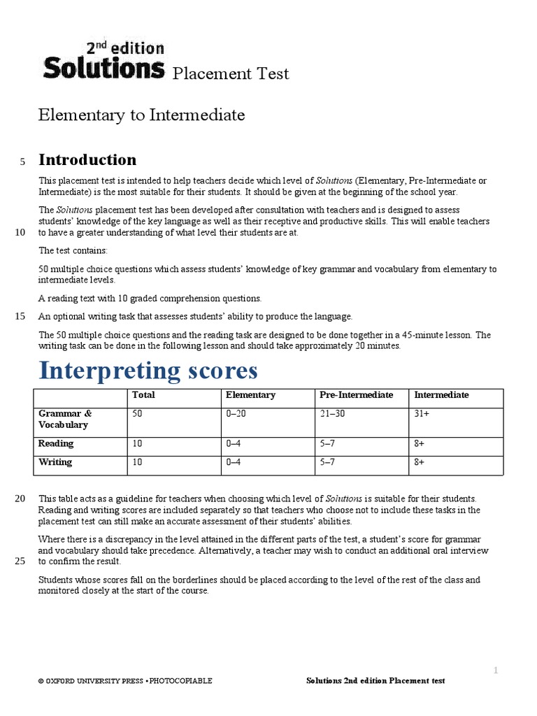 Placement Test | PDF | Multiple Choice | Middle Schools