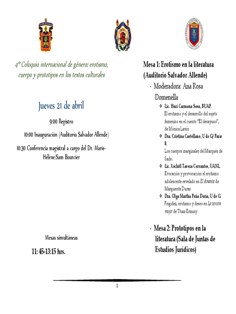 Programa Del Coloquio | PDF