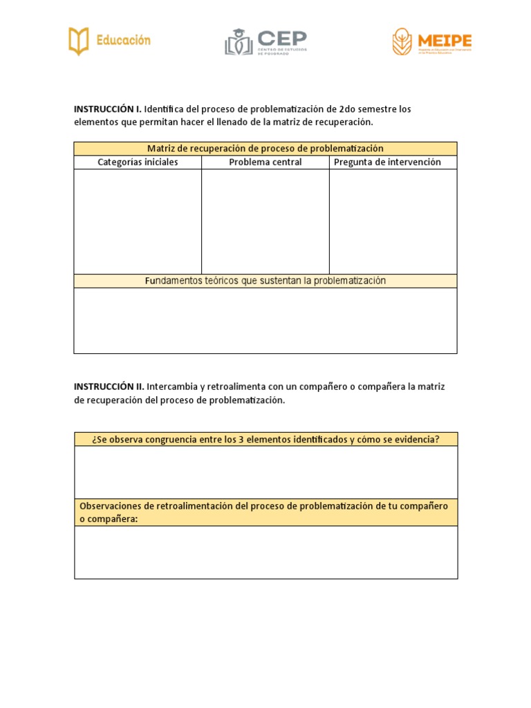 Matriz de Recuperación de Proceso de Problematización | PDF Matriz de Recuperación de Proceso de Problematización | PDF