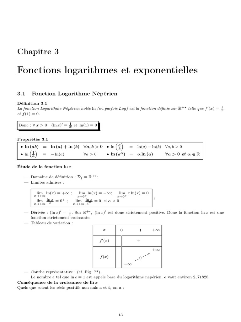 Logarithmes et Exponentielles : Concepts Clés | PDF | Logarithme ...