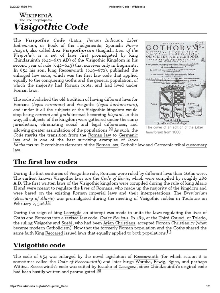 Visigothic Code - Wikipedia | PDF | History | Religion & Spirituality
