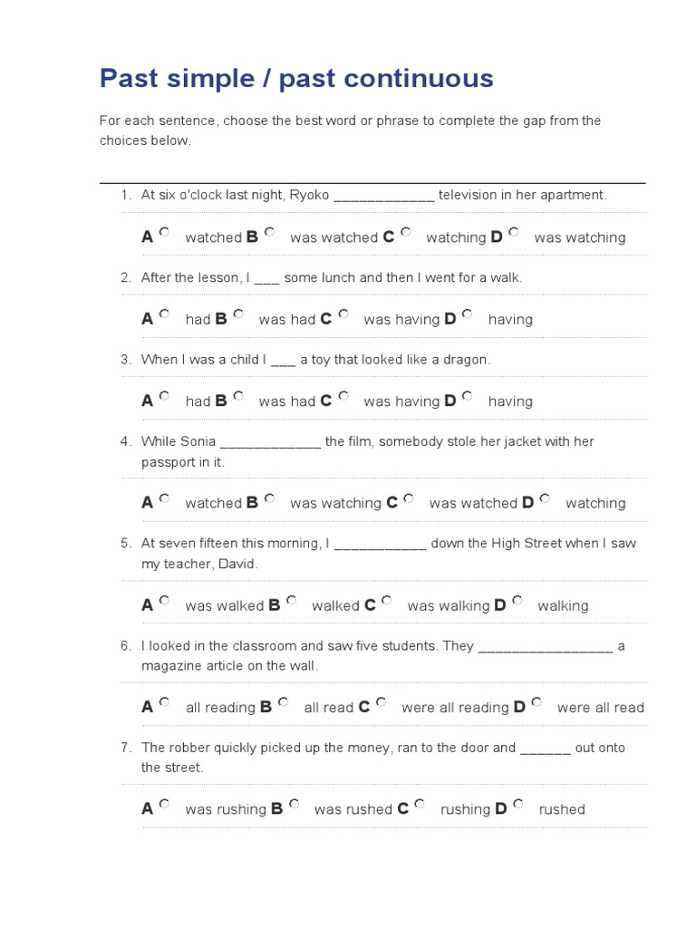 Past Simple Test | PDF