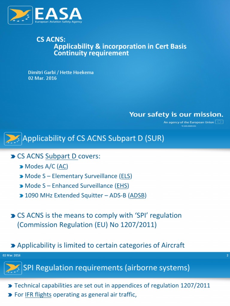 Avionics Workshop 2016 - Day 3-6 CS-ACNS Applicability Presentation v1 ...
