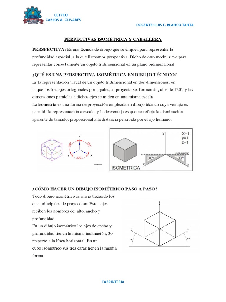 Perspectivas Isométrica y Caballera | PDF | Perspectiva (Gráfica ...