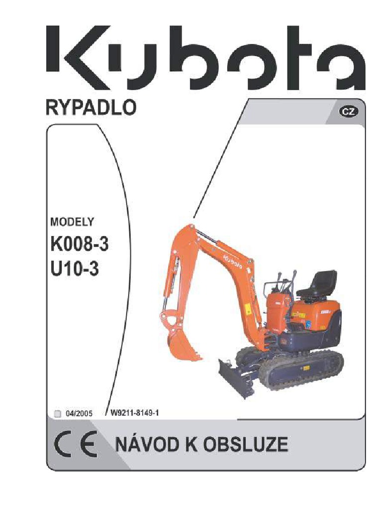 Návod k Obsluze Kubota U10-3 CZ - Nr.03 | PDF