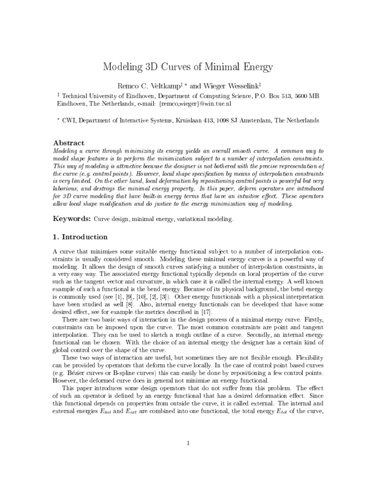 Modeling 3D Curves of Minimal Energy | PDF | Attractor | Applied ...