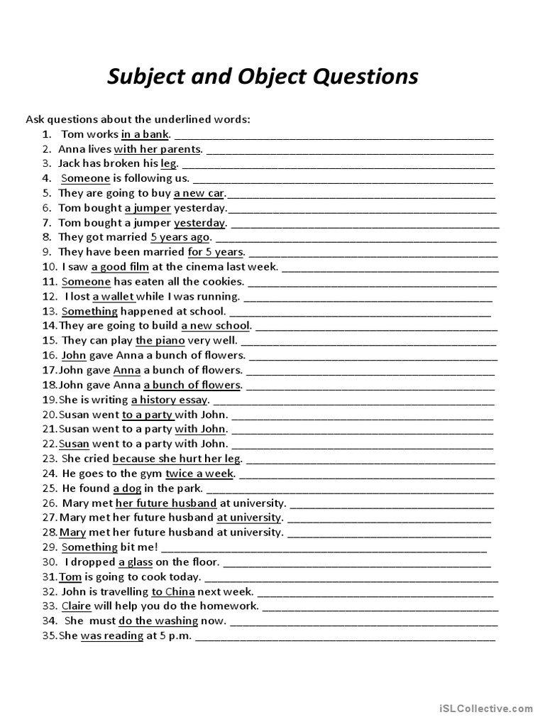 Subject Vs Object Questions | PDF
