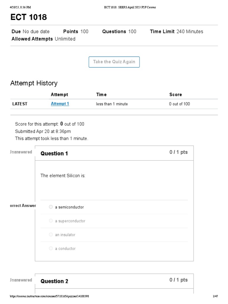 Ect 1018 Seers April 2023 f2f Canvas | PDF | Detector (Radio) | Capacitor