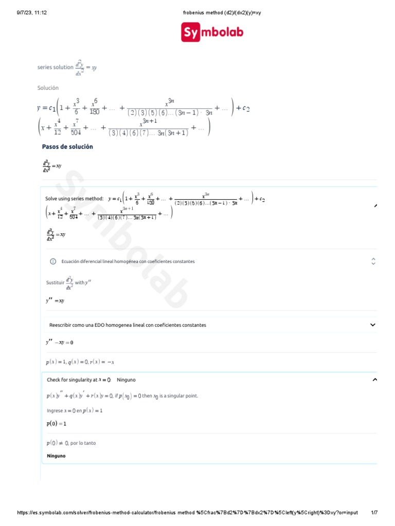 Frobenius Method Derivadas | PDF | Ecuaciones | Objetos matemáticos