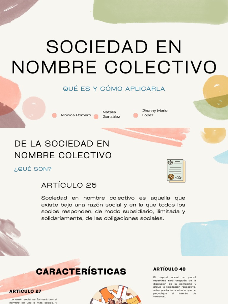 Sociedad en Nombre Colectivo. | PDF | Sociedad de responsabilidad limitada | Sociedad