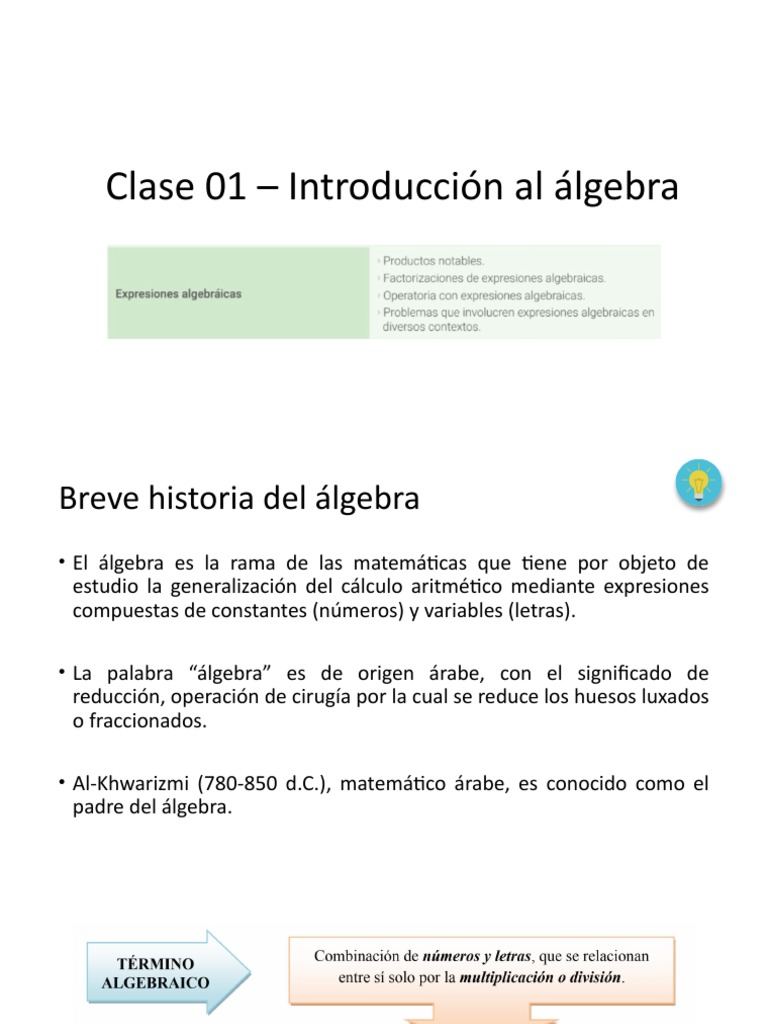 Clase 01 - Introducción Al Algebra | PDF | Álgebra | Multiplicación