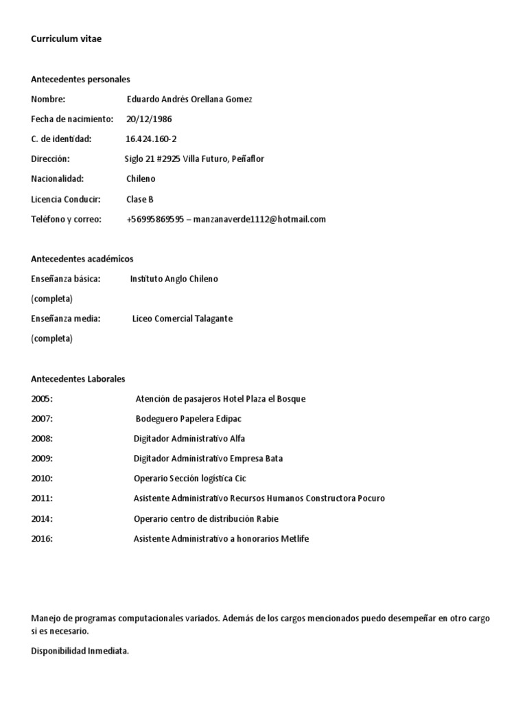 Curriculum Vitae Eduardo | PDF