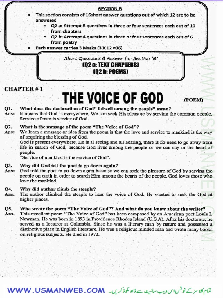 10th English Short QA Notes Sindh Board | PDF
