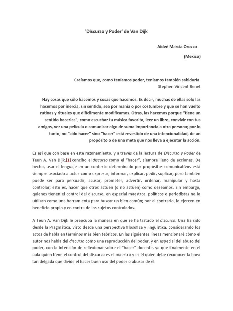 Discurso y Poder | PDF | Hablar en público