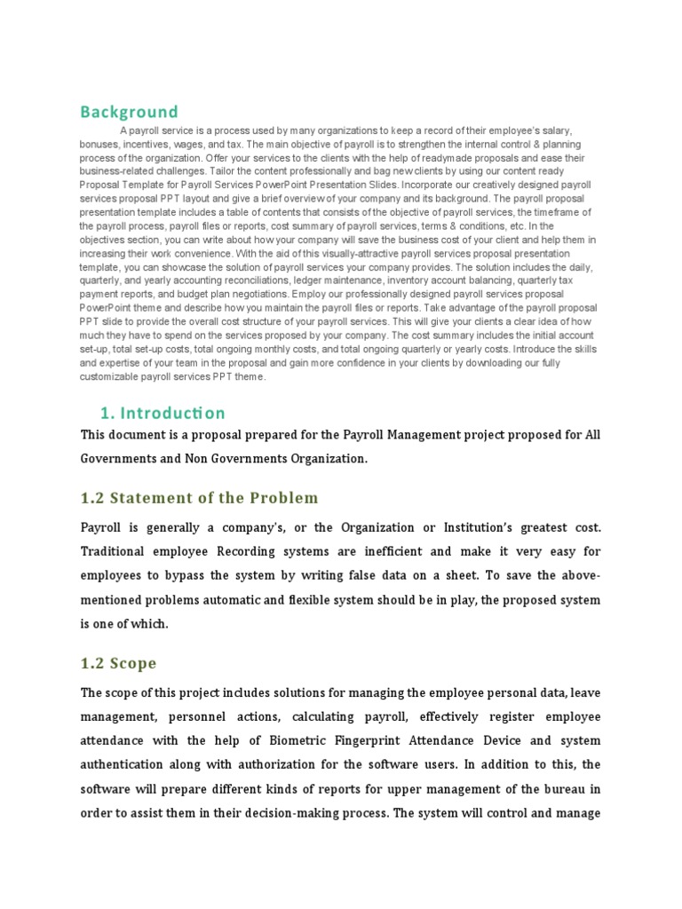 Payroll Management Project Proposal Docx | PDF | Finance & Money Management