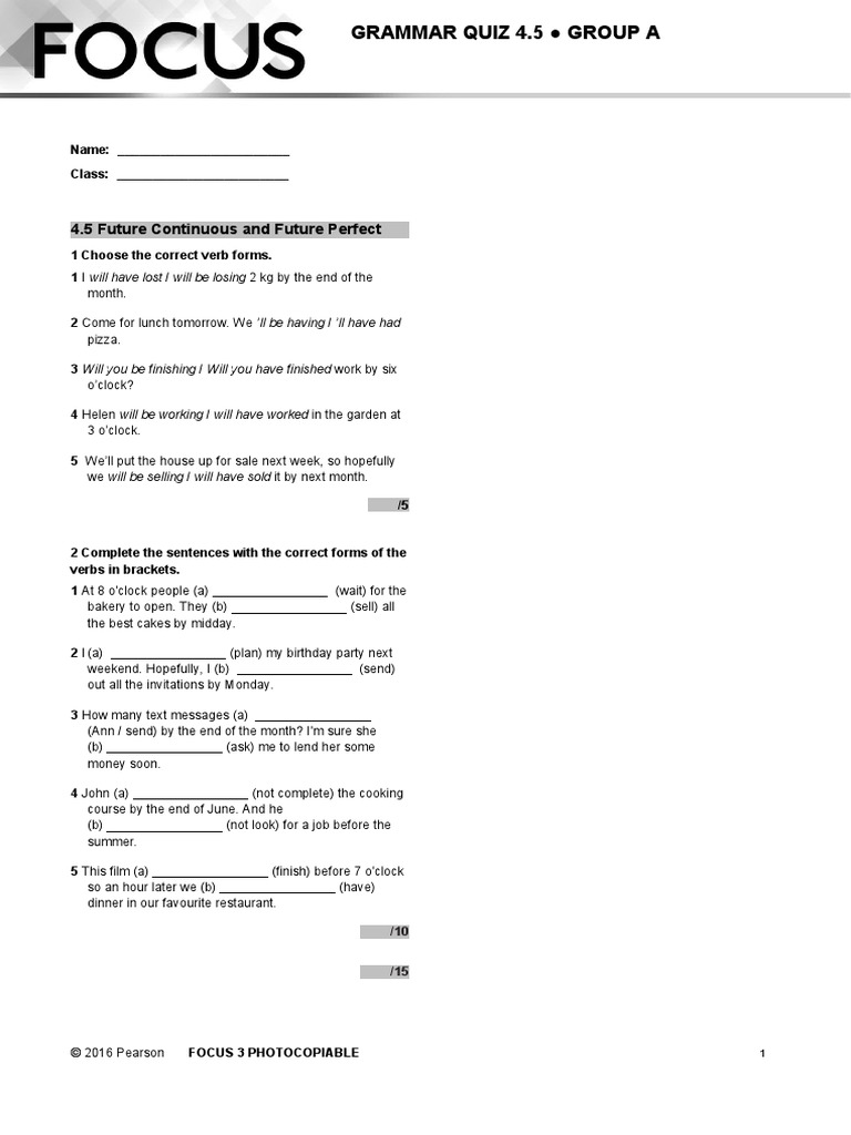 Grammar Quiz 4.5 A | PDF