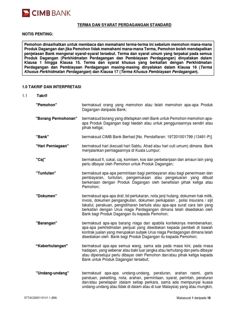 Trade Smart Form TNC BM | PDF