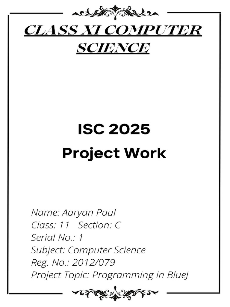 Computer Project Isc Class 11 1st Term | PDF