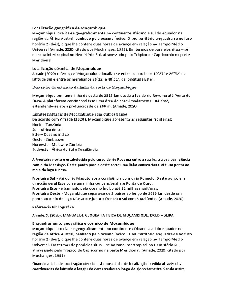 Localização geográfica de Moçambique | PDF | Ciclo da água | Geociências