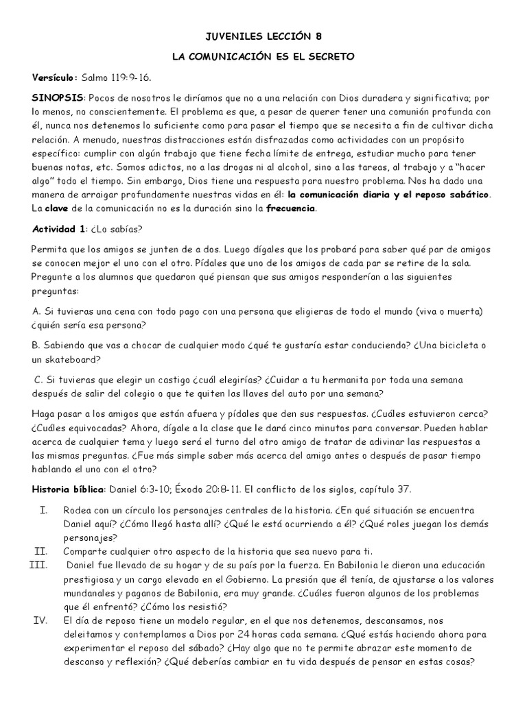 Juveniles Lección 8 | PDF | Dios