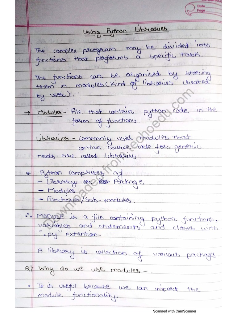 Chapter 3 Using Python Libraries Notes Pdf