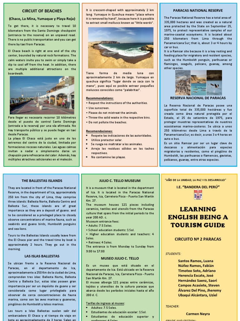 Triptico en Ingles de Paracas | PDF