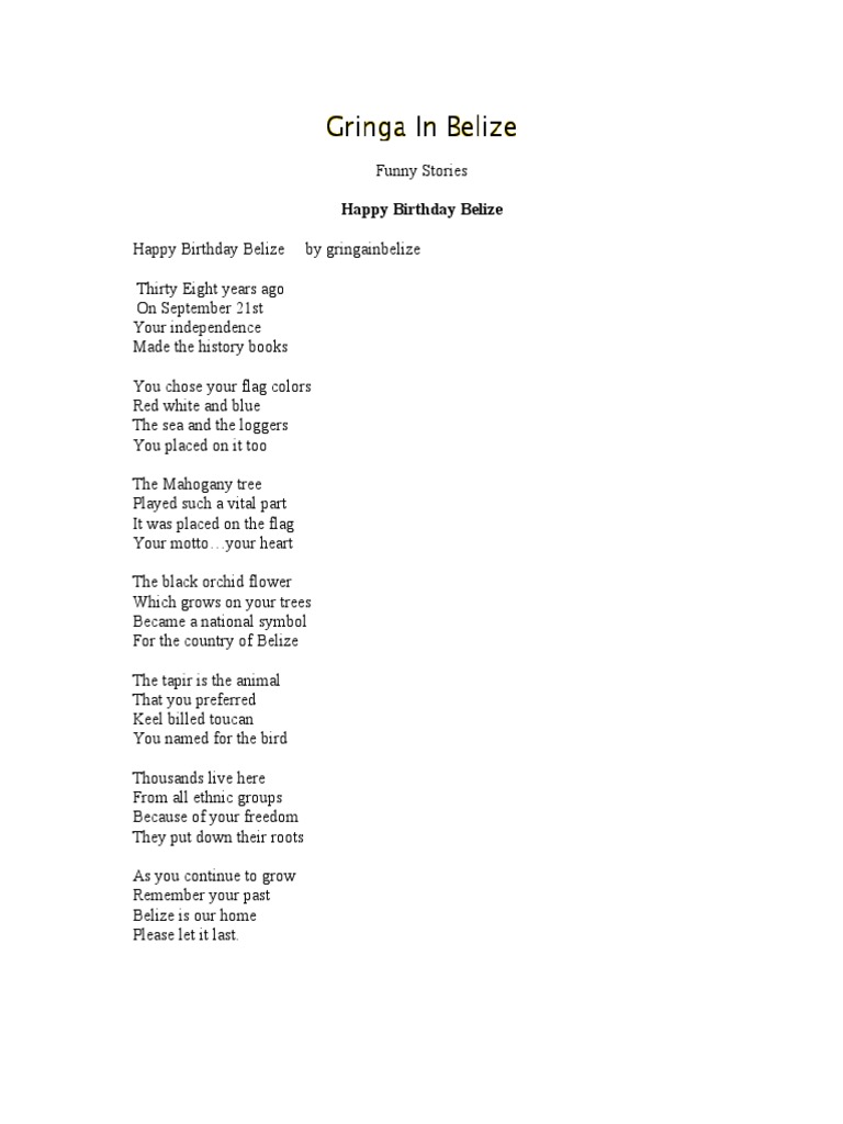 Belize Poem | PDF | Home & Garden | Art