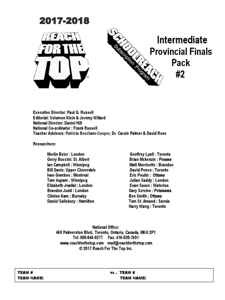Intermediate: Provincial Finals Pack #2 | PDF