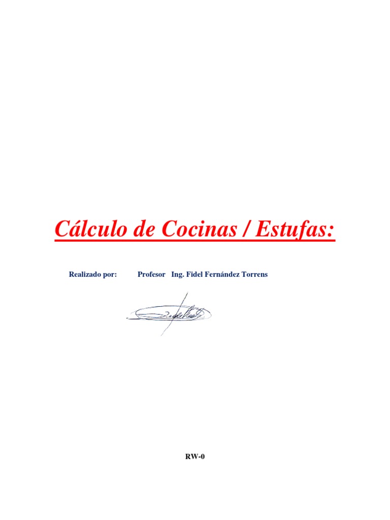 Cálculo de Cocinas y Estufas | PDF | Estufa de cocina