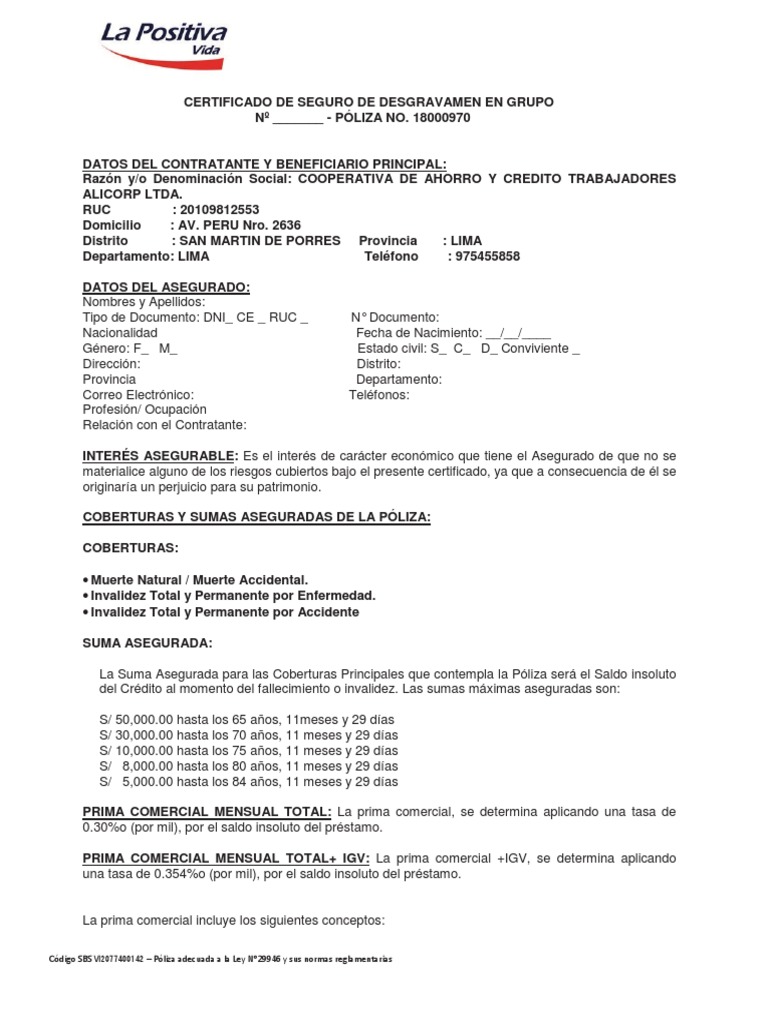 Certificados para Los Asegurados | PDF | Póliza de seguros | Seguro