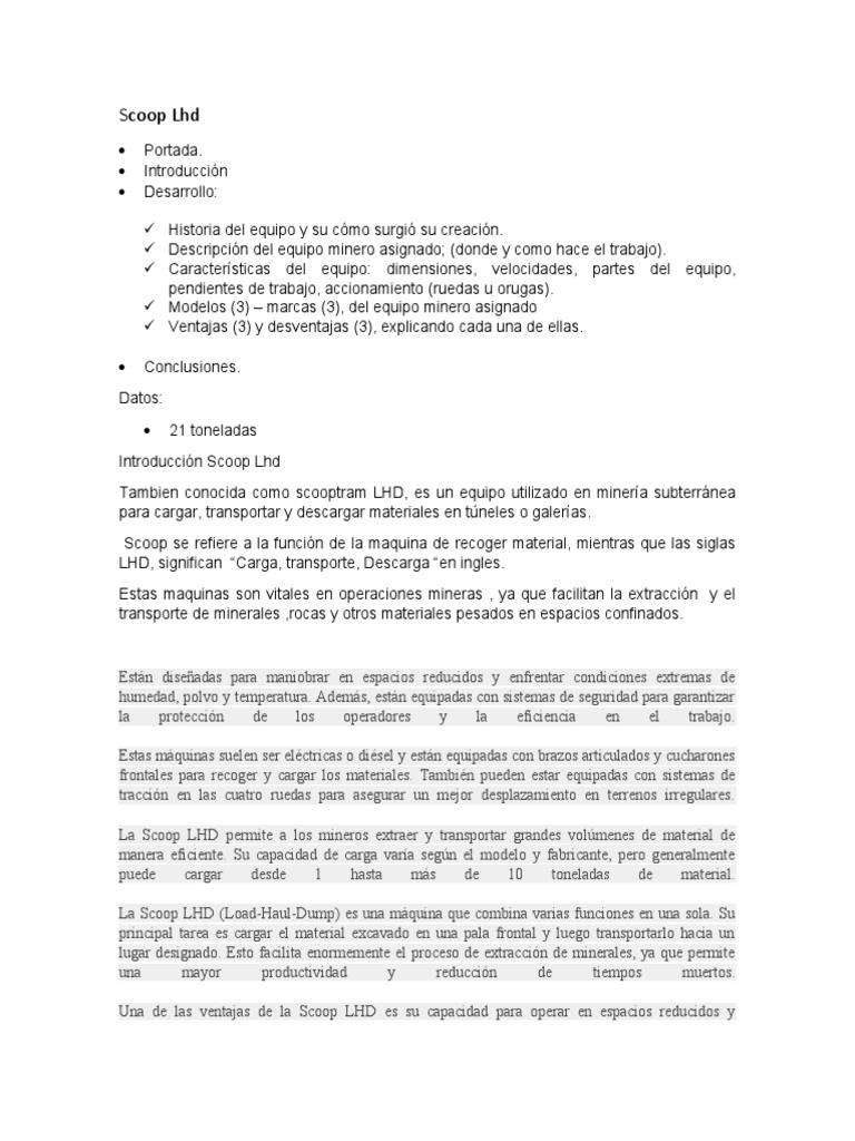 Scoop LHD | PDF | Minería | Factores humanos y ergonomía