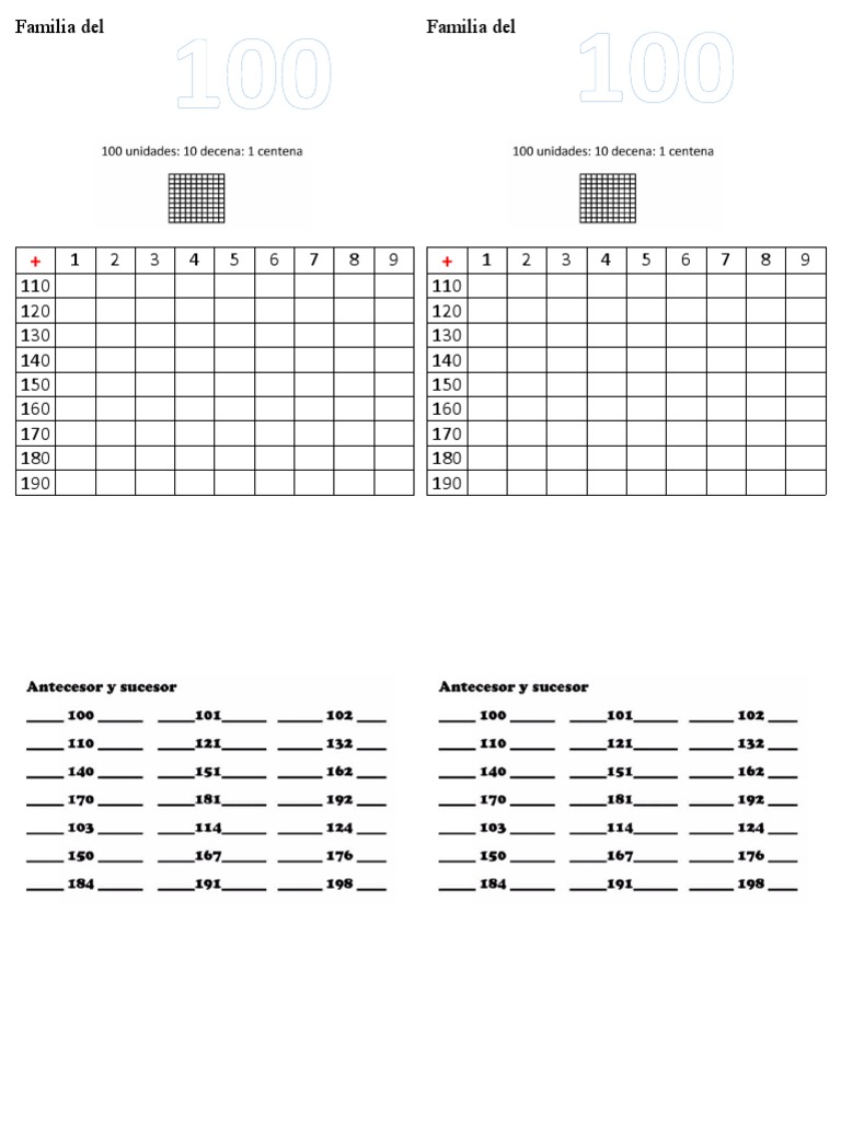 Familia de Los Numeros Hasta El 1000 | PDF