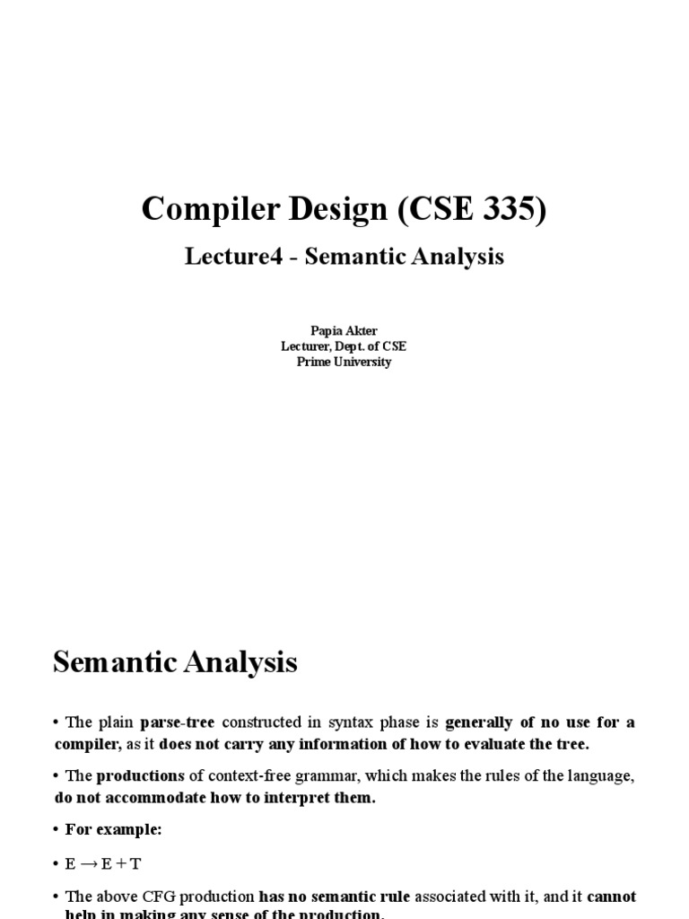 Lecture4 Semantic Analysis Pdf Compiler Scope Computer Science 9864