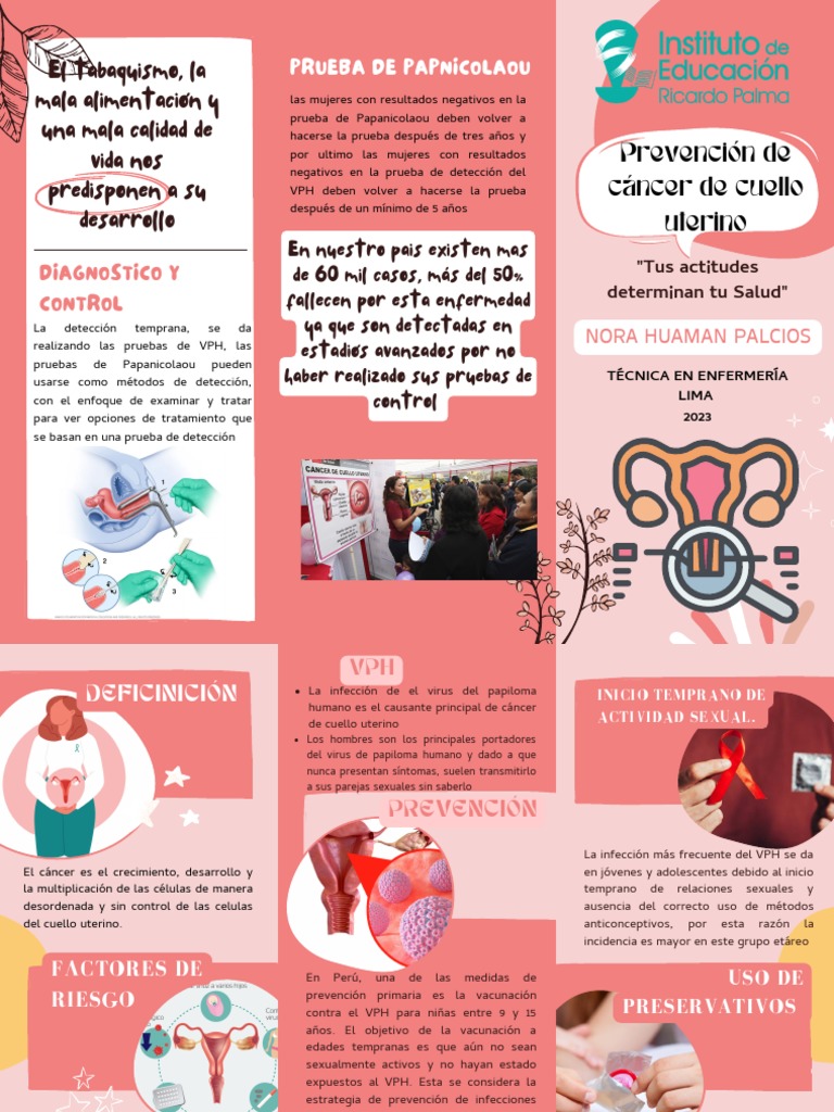 Triptico Cancer de Cuello Uterino | PDF | Reproducción humana | Salud pública
