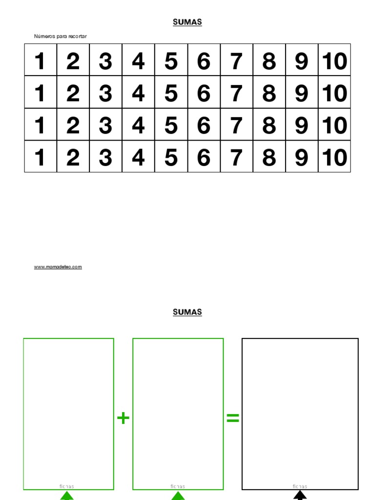 Plantilla Sumas Manipulativas | PDF