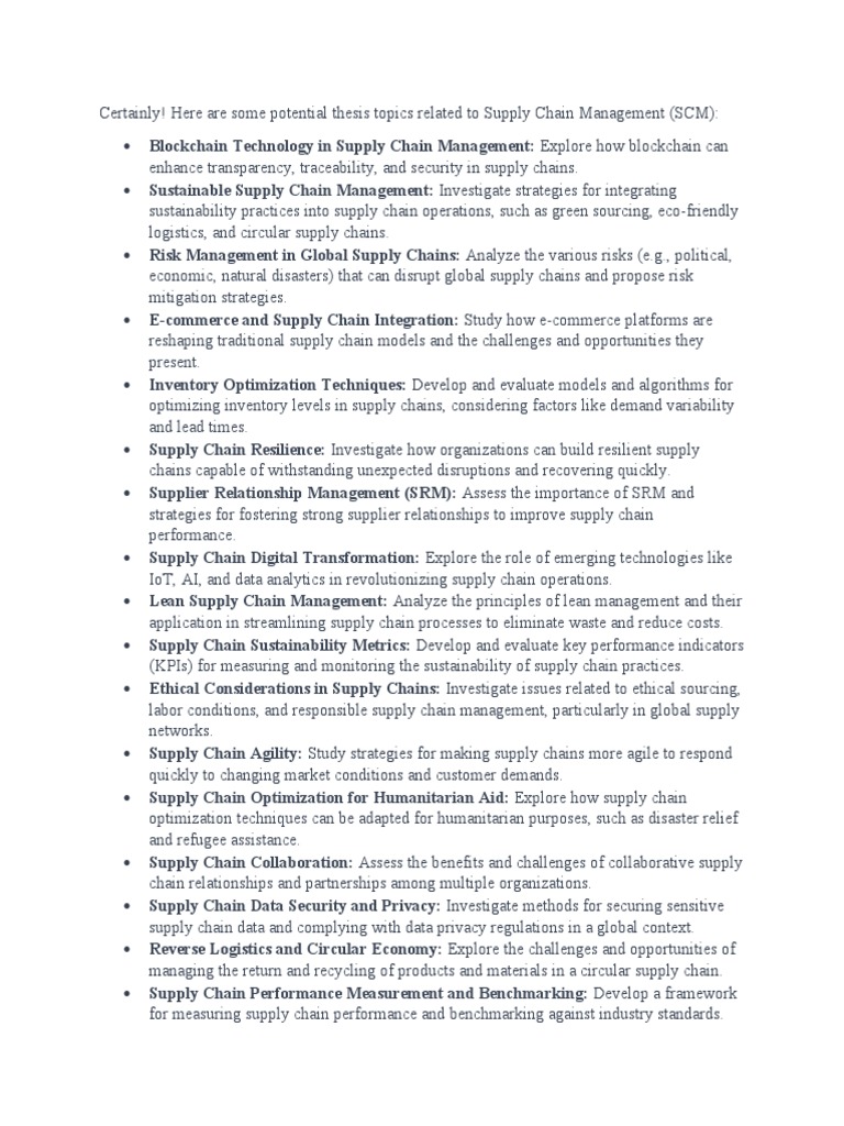 SCDL Project List | Download Free PDF | Supply Chain | Supply Chain ...