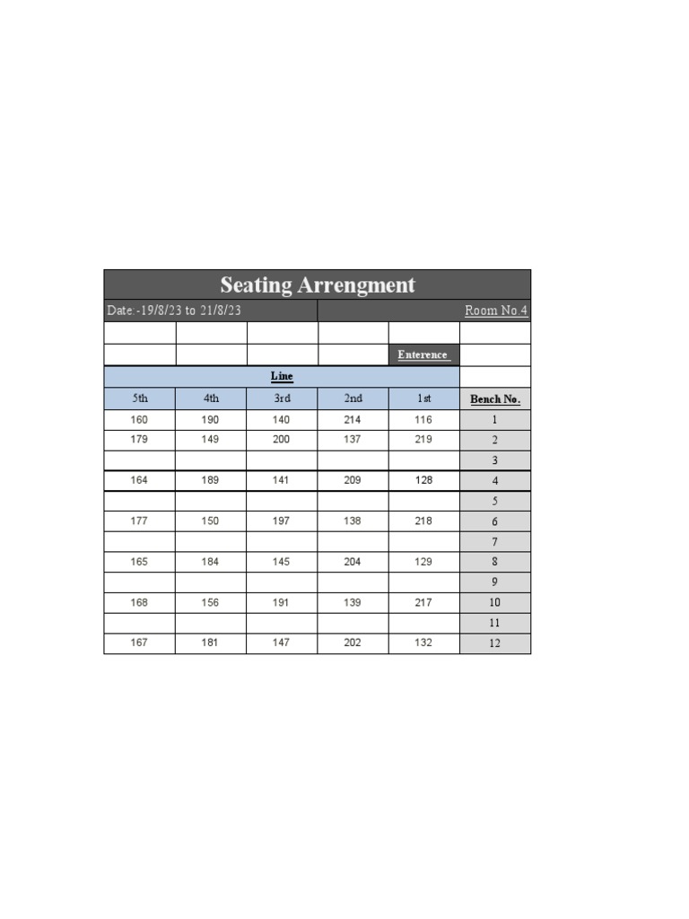 TY Seating Arrengment (New) | PDF