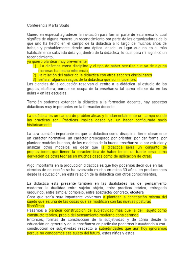 Conferencia Marta Souto | PDF | Enseñando | Pensamiento