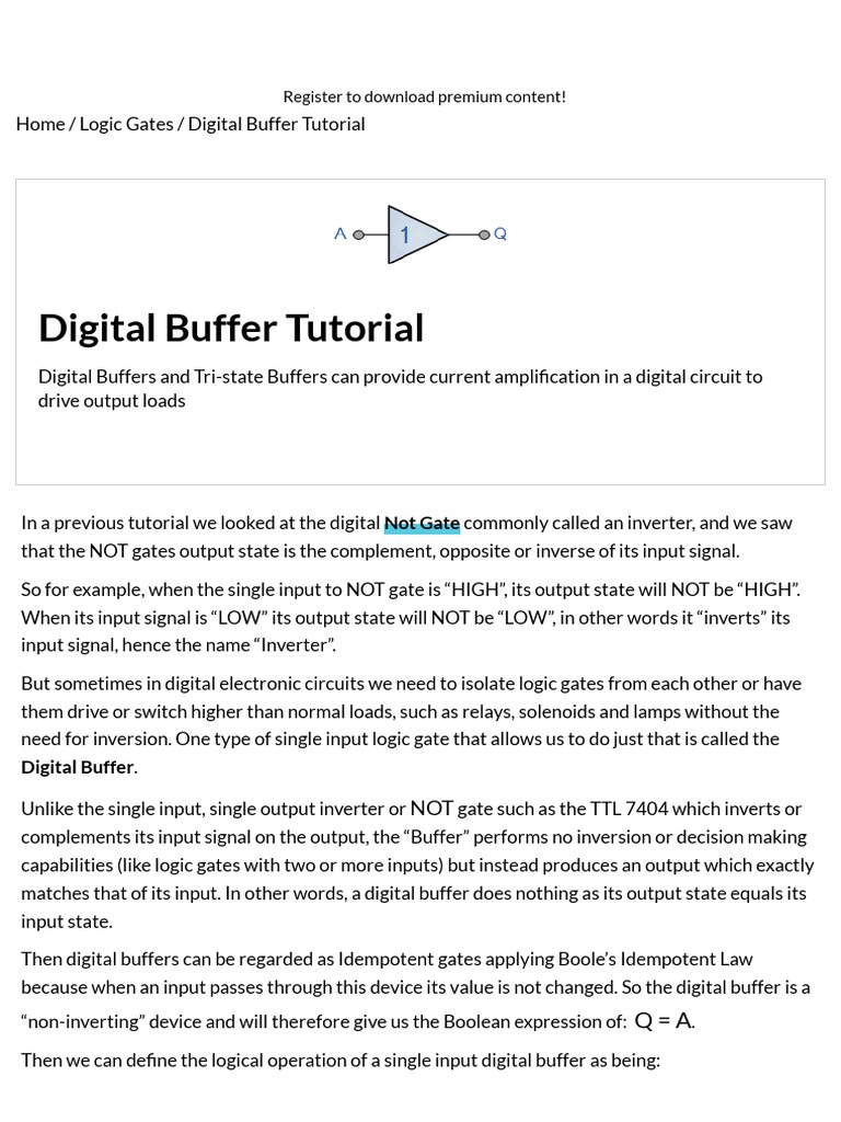 Digital Buffer and The Tri-State Buffer Tutorial | PDF | Logic Gate | Electronic Circuits
