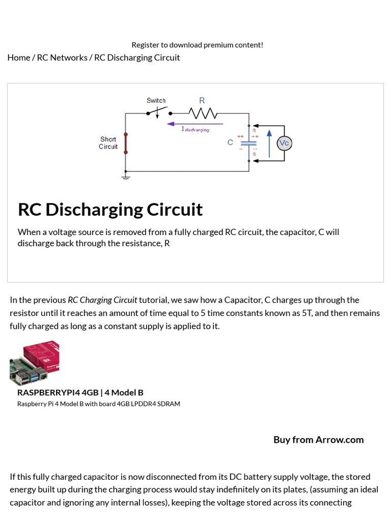 RC Discharging Circuit Tutorial & RC Time Constant | PDF