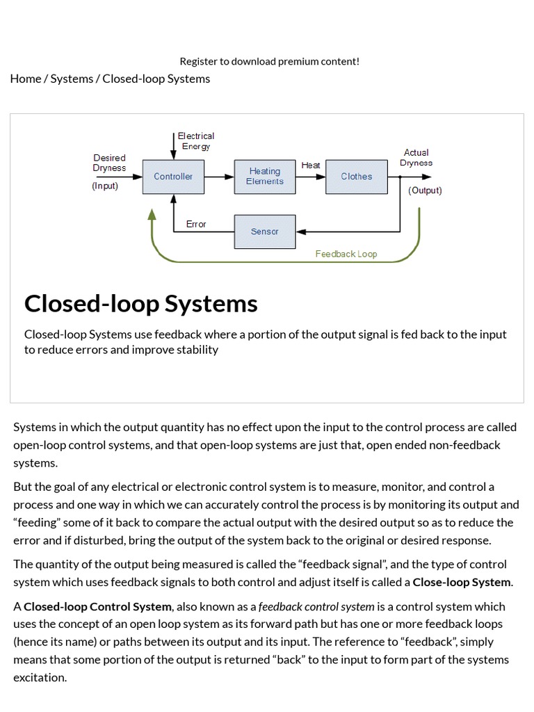 Closed Loop System And Closed Loop Control Systems Pdf 9276