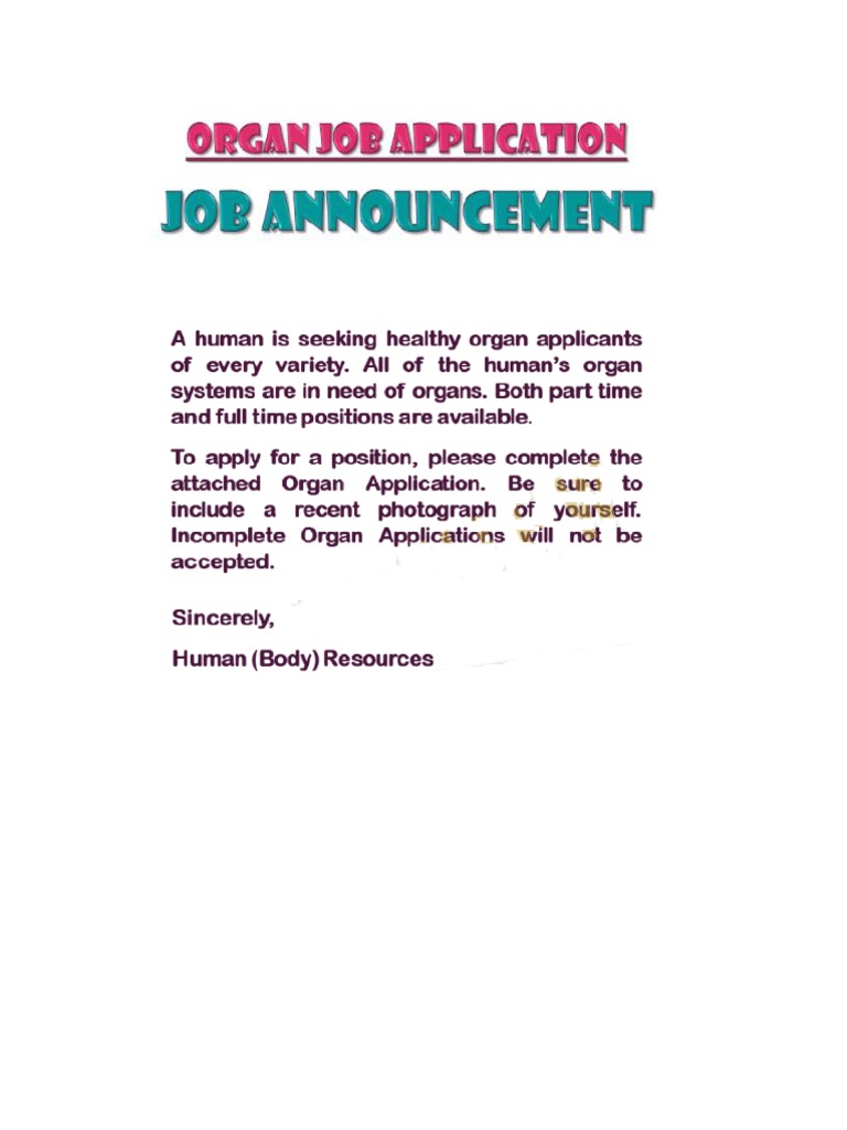 Organ Job Application | PDF