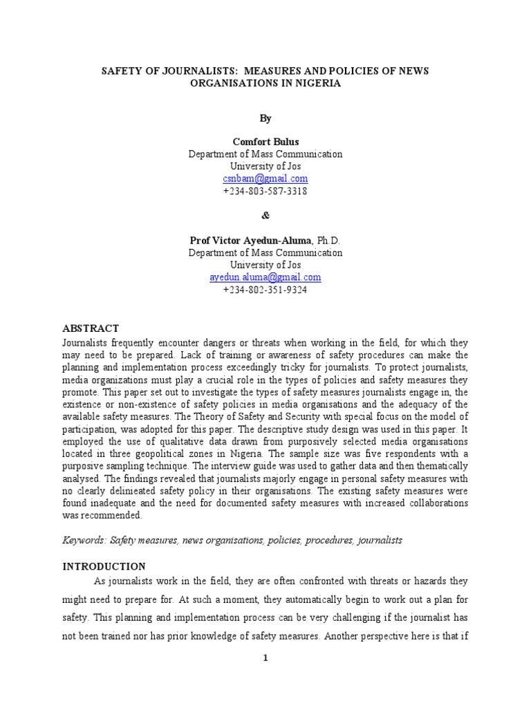 MCC - Safety of Journalists - July 2023 UPDATED | PDF | Policy ...