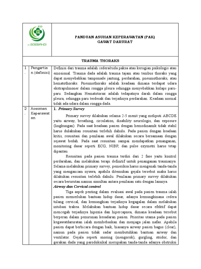 PAK TRAUMA THORAX | PDF