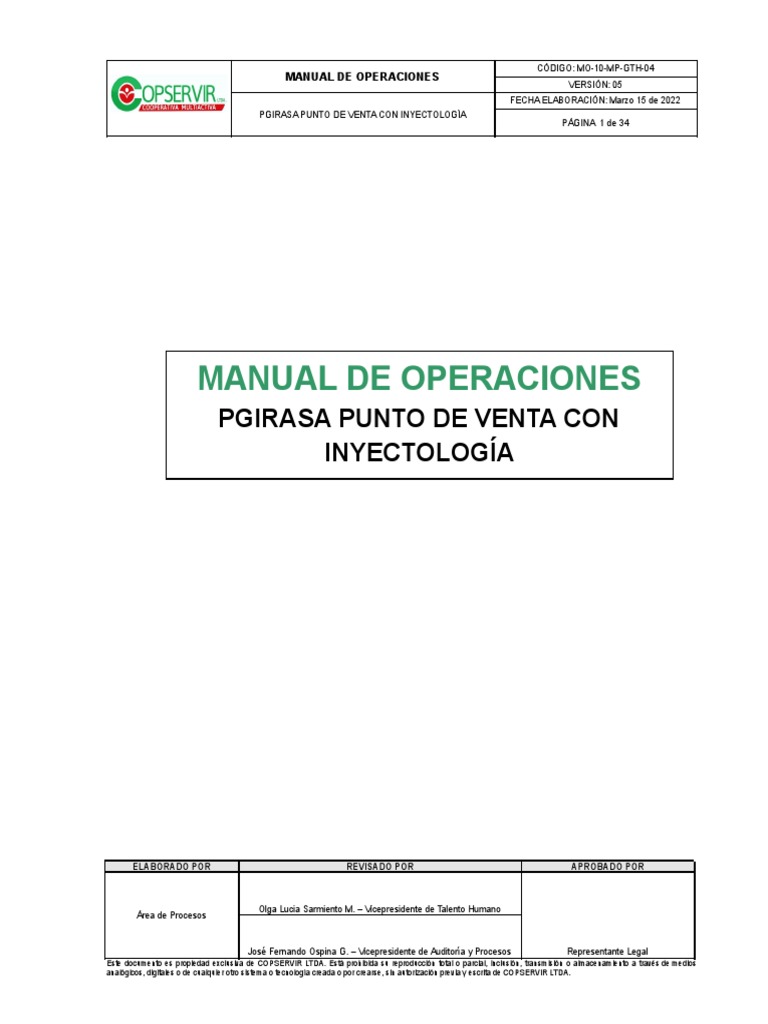 Manual Procedimiento PGIRASA Inyectologìa | PDF