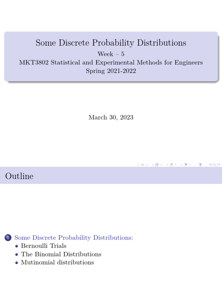 Week-05-Some Discrete Probability Distributions | PDF